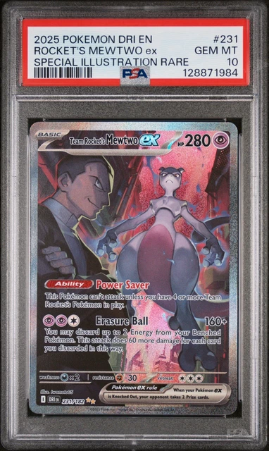 POKEMON 2025 TEAM Rockets Mewtwo EX 231/182 Sir Destined Rivals Gem ...