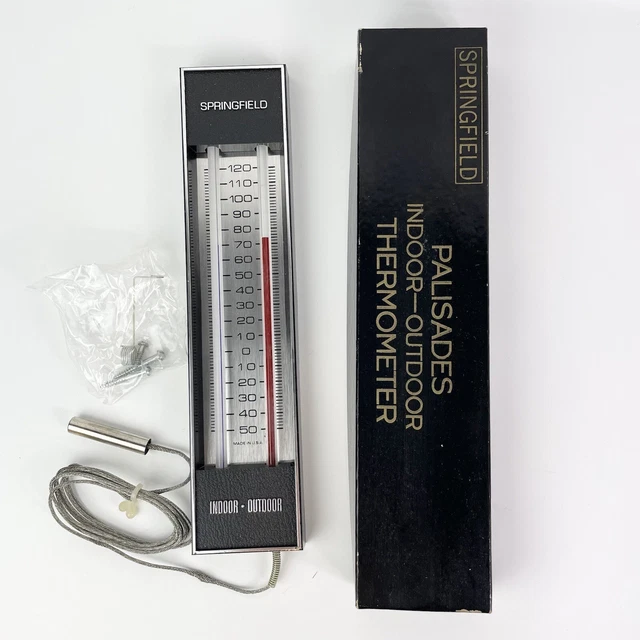 VINTAGE SPRINGFIELD PALISADES Indoor - Outdoor Wall Thermometer 9" Tall ...