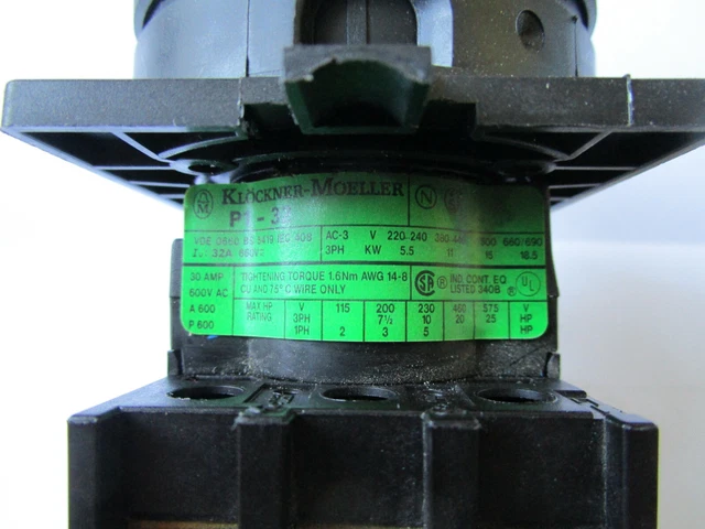 KLÖCKNER MOELLER P1-32 * Hauptschalter * VDE 0660 BS 5419 IEC 408 EUR ...