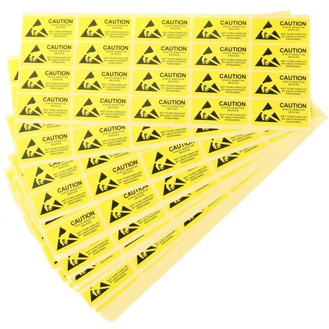 450 PCS ESD Stickers Tamper Proof Attention Yellow Alarm for Home ...