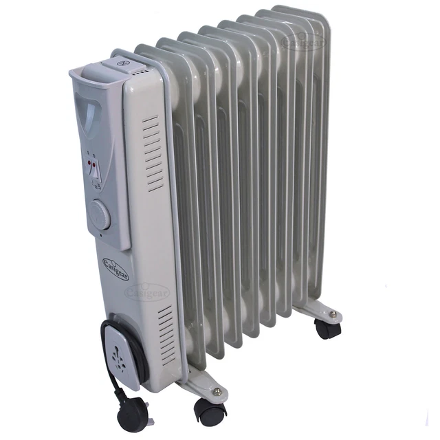 OIL FILLED PORTABLE Radiator 2000W Electric Heater 9 Fins 3 settings ...
