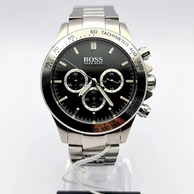 NEW AUTHENTIC BOSS 1512965 Ikon Mens Stainless Steel Black Dial Mens ...