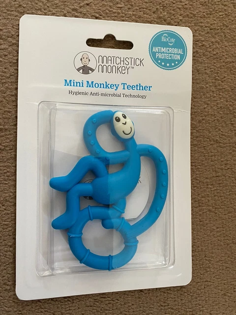 MATCHSTICK MONKEY - Mini Monkey Teether- Blue Genuine Brand New Baby ...