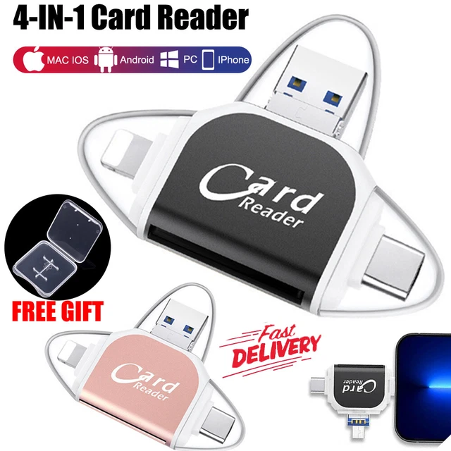 4-IN-1-UNIVERSAL-SD-TF-KARTENLESER MIT MEHREREN Anschlüssen Usb-C-Sd-Tf ...
