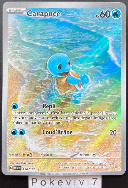 CARTE POKEMON CARAPUCE 170/165 Holo Secrète EV3.5 MEW 151 FR NEUF EUR ...