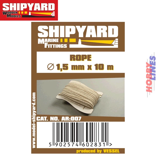 SHIPYARD MARINE FITTINGS Rope 1,5mm x 10m Model Ship Rigging Yarn AR ...