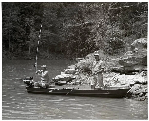 PORTRAIT OF TWO Anglers Casting From A Boat Old Historic Photo EUR 6,58 ...