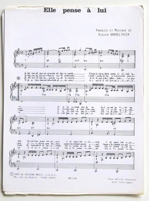 PARTITION SHEET MUSIC MIREILLE MATHIEU : Elle Pense à Lui * 80's ...