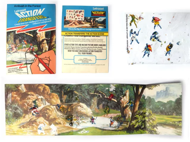 VINTAGE 1960S LETRASET Rub down Action Transfers Ambush in the Forest £ ...