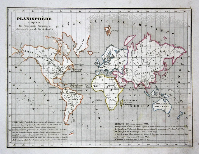 ENV. 1830 PLANISPHÄRE Carte Du Monde World Afrique Africa Asie Asiatique Europe EUR 49,36 ...