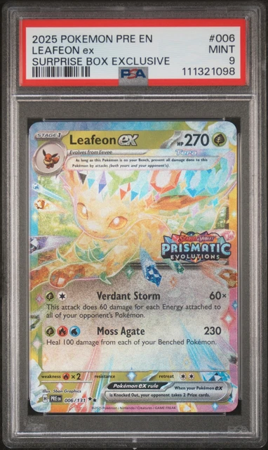 2025 POKEMON PRE En-Prismatic Evolutions Surprise Box Exclusive Leafeon ...