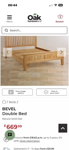 OAK DOUBLE BED Frame Solid Wood £440.20 - PicClick UK