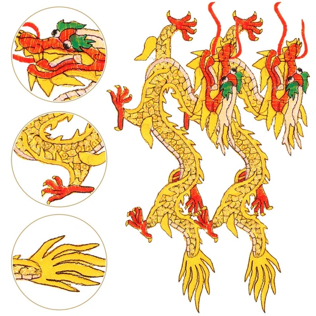 CHINESE DRAGON EMBROIDERY Sequin Patches Sew for Backpacks Embroidered ...