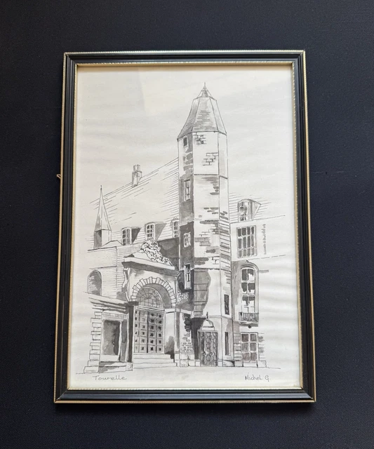 FRAMED DRAWING OF French “Tourelle” Addressed To Jenny On The Back £8. ...