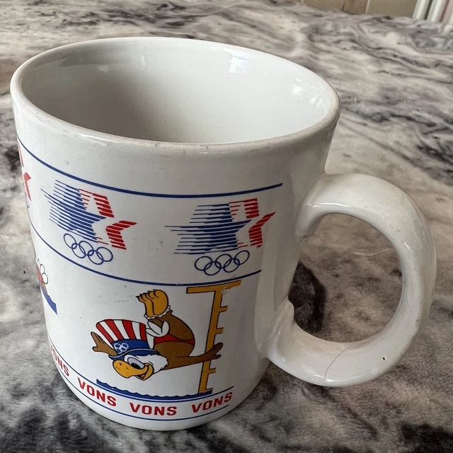 VINTAGE 1980 OLYMPICS Sam The Olympic Eagle Ceramic Swimming Cup Mug 12 ...