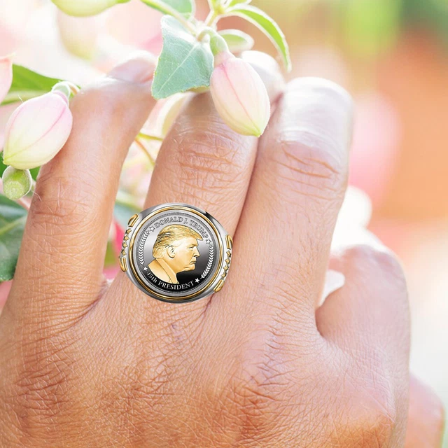 TWO-COLOR DONALD TRUMP Ring Trump Engrave Ring for American President ...