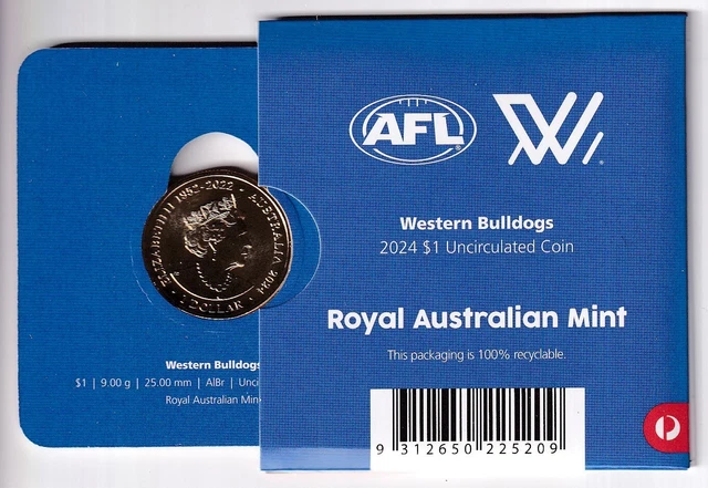 AUSTRALIAN: 2024 $1 Afl Team Western Bulldogs Unc Coin On Card EUR 7,33 ...