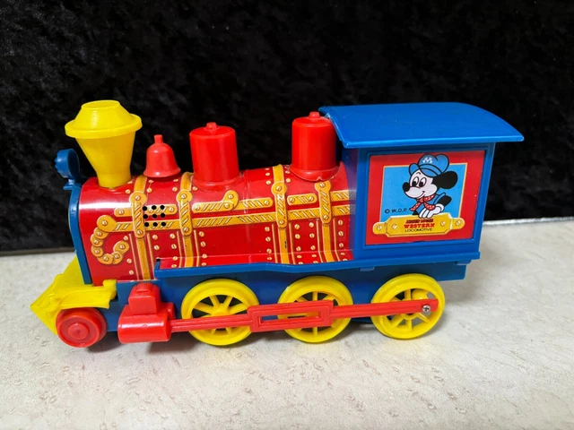 VINTAGE WALT DISNEY Prod Mickey Mouse Western Locomotive/Train Tin Toy ...
