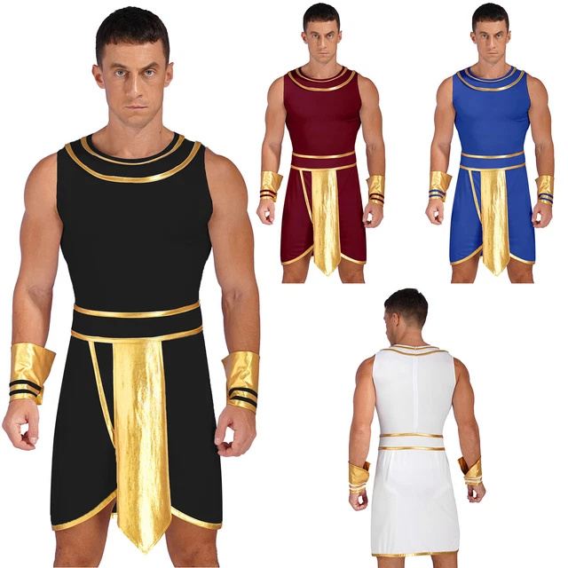 UK MENS ROMAN Toga Costume Ancient Greek God Outfits Tunic Cuffs Set ...