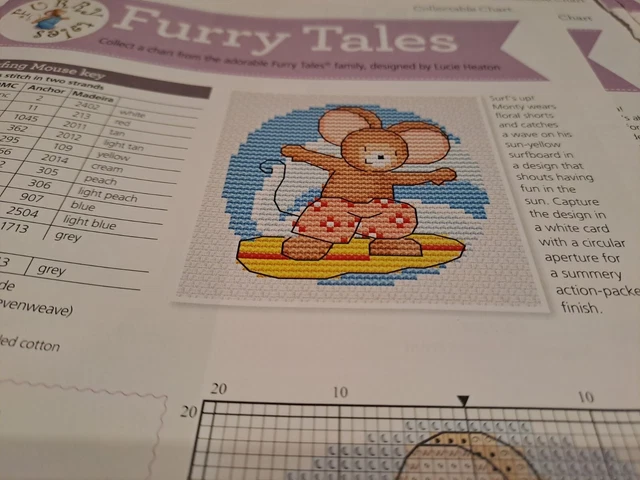 CROSS STITCH CHART Furry Tales Mouse Chart Surfing Mouse Chart Only EUR ...