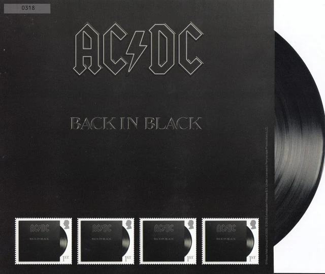 GB 2025 AC DC BACK IN BLACK FAN SHEET LIMITED EDITION 4 x 1st MINT STAMPS £24.95 - PicClick UK
