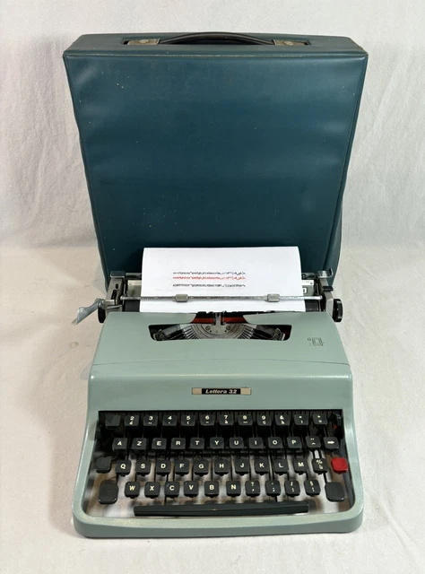MACHINE À ÉCRIRE Olivetti Lettera 32 Nettoyée Révisée + Ruban Neuf ...
