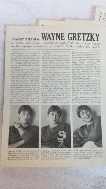 WAYNE GRETZKY, THE Grear One PLAYBOY Magazine Interview from April 1985 ...