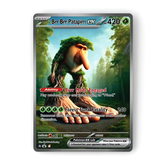 ITALIAN BRAINROT POKÉMON Card - Brr Brr Patapim Custom Meme Art £7.98 ...