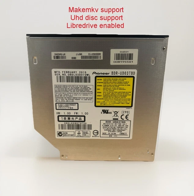 MAKEMKV UHD 4K Libredrive Pioneer Bdr-ud03tbd 2.5" Blu-Ray Burner Slim ...