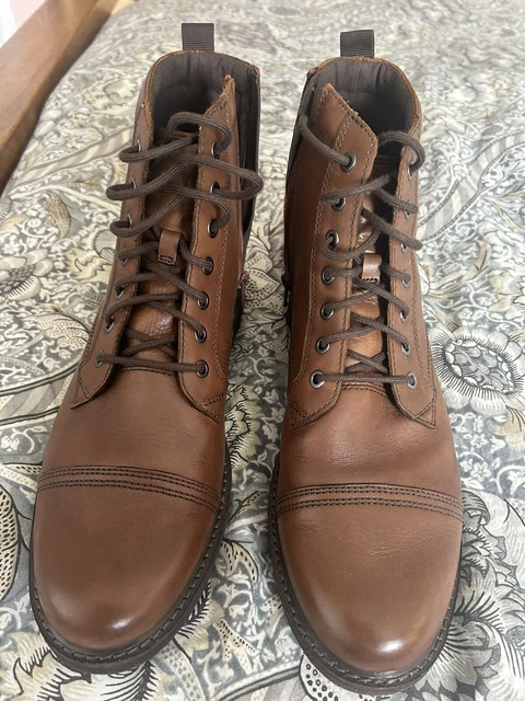 MENS CLARKS DARK Tan Batcombe Cap Dual Fastening Ankle Boots UK Size 9 ...