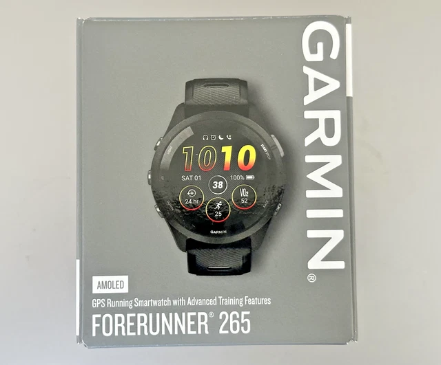 GARMIN FORERUNNER 265 Amoled GPS Running Smartwatch - Black - Brand New ...