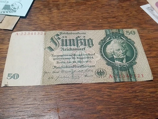 50 MARK DEUTSCHES Reich Reichsbanknote Banknote Geldschein 50 ...