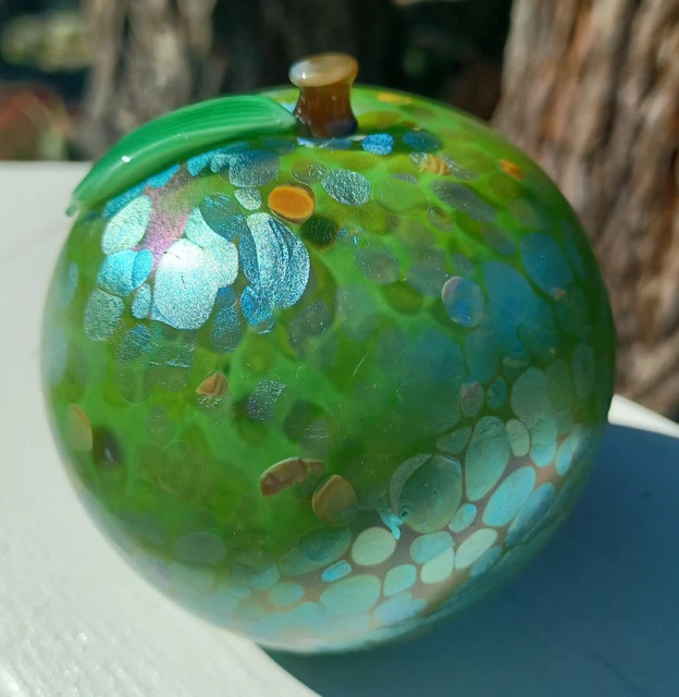 ORIENT & FLUME apple paperweight green iridescent confetti numbered and ...