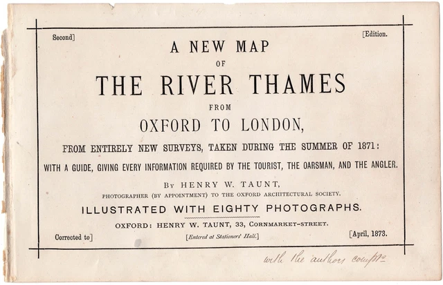 1873 HENRY TAUNT River Thames Map, Abingdon, Culham, Sutton Courtenay ...