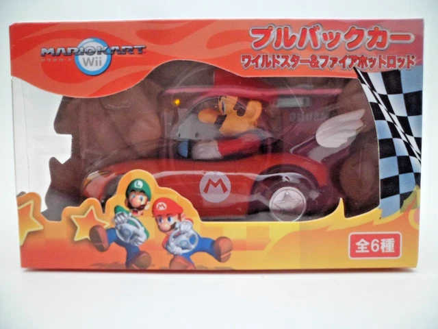 NINTENDO MARIO KART Wii Pull-Back Car Mario Wild Star & Fire Hot Rod ...