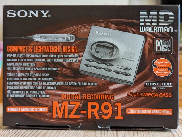 SONY MZ-R91 - MD Walkman Portable MiniDisc Recorder/Player, Blue, Boxed ...