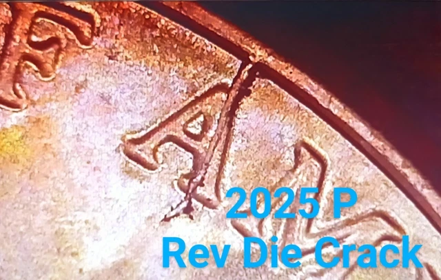-REV DIE CRACK-2025-P-LAST Lincoln Shield Cent-BU-Error Coin-Ddo/Ddr ...