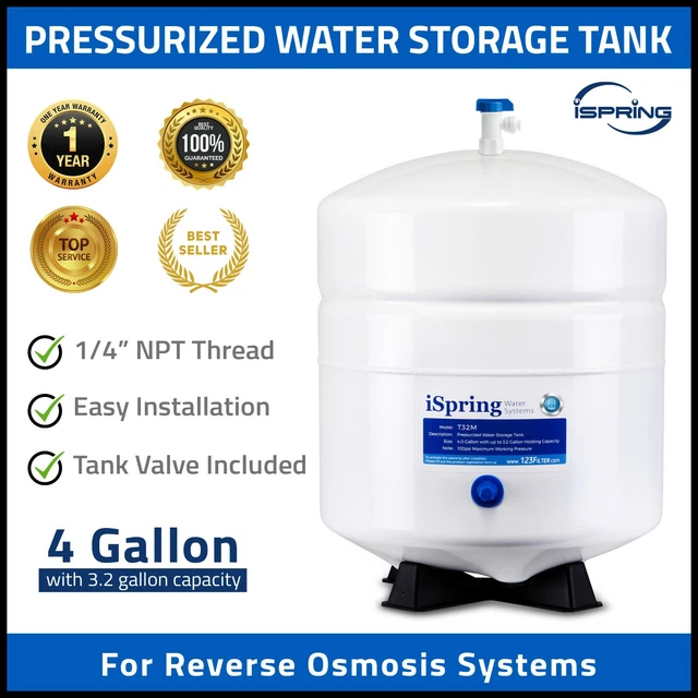 ISPRING 4 GALLON Residential Pre-Pressurized Water Storage Tank with ... ISPRING 4 GALLON Residential Pre-Pressurized Water Storage Tank with ...