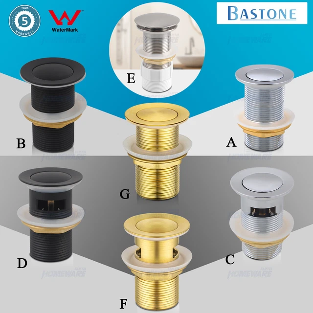 BATHROOM BASIN POP Up Waste Plug Vanity Drain 32 / 40mm Chrome Black ...