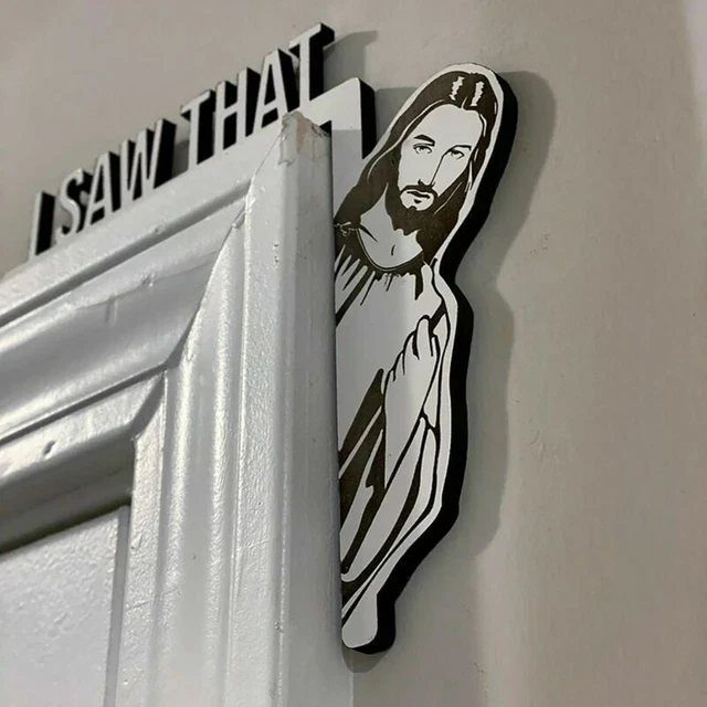 JESUS HOME DECOR I Saw That Jesus Door Frame Funny Door Sign £7.07 ...