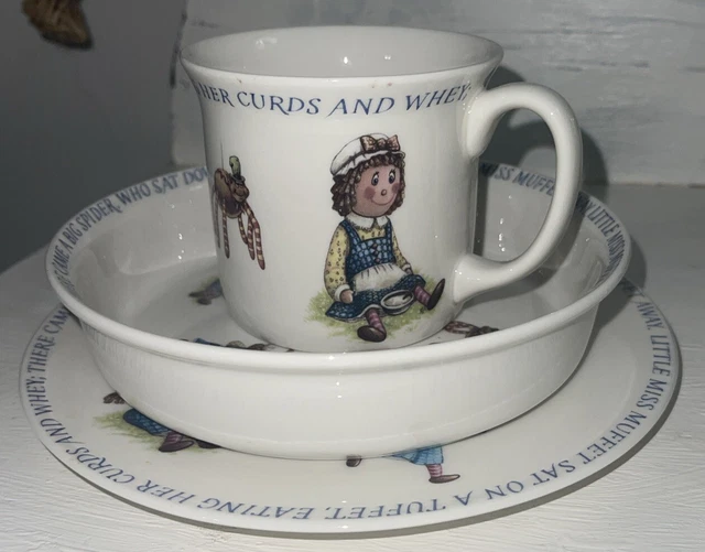 RARE VINTAGE 'QUEENS' LITTLE MISS MUFFET DISH SET BOWL, PLATE & CUP ...