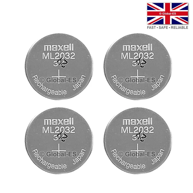 4PCS MAXELL ML2032 Rechargeable CR2032 Lithium LMO Coin Cell Battery ...