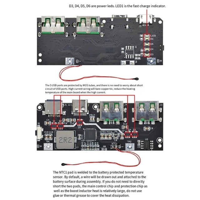 COMPACT 22.5W BOARD QC4.0 PD3.0 5 Port Circuit Board Suitable for ...