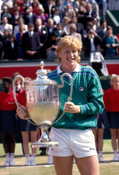 BORIS BECKER OF West Germany with the trophy after defeating Stef - Old ...