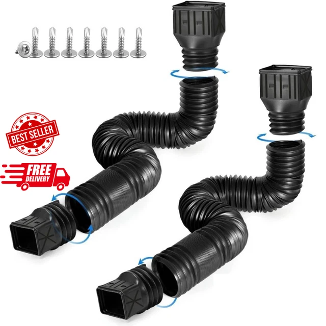 2 PACK FLEXIBLE Rain Gutter Downspout Extensions,Drain Downspout ...