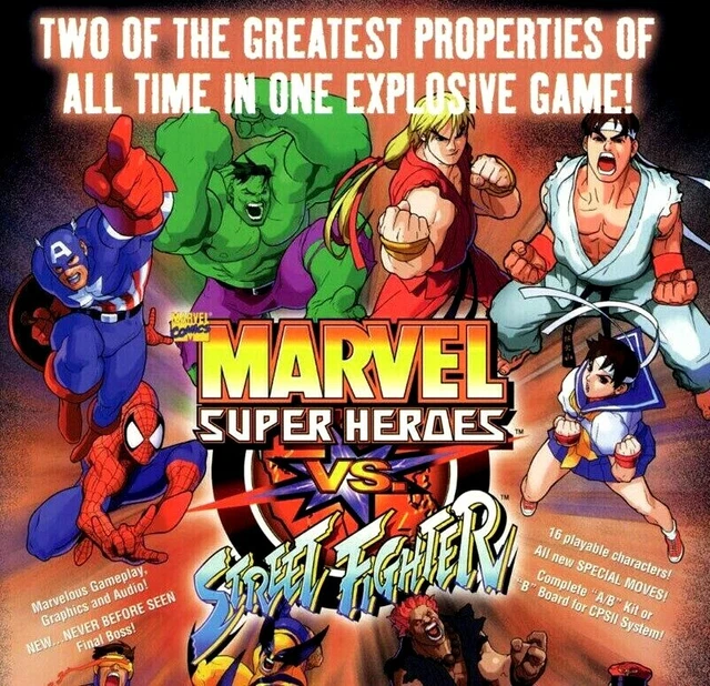 MARVEL SUPER HEROES VS Street Fighter Arcade Flyer Game Artwork Vintage ...
