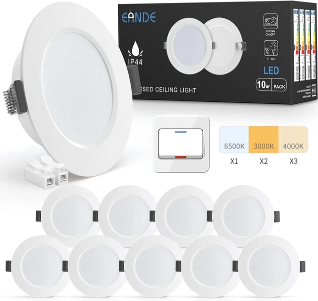 FARETTI LED DA Incasso per Cartongesso 5W IP44 Ø98Mm, Dimmerabile Colore 3000K 4 EUR 38,99 ...