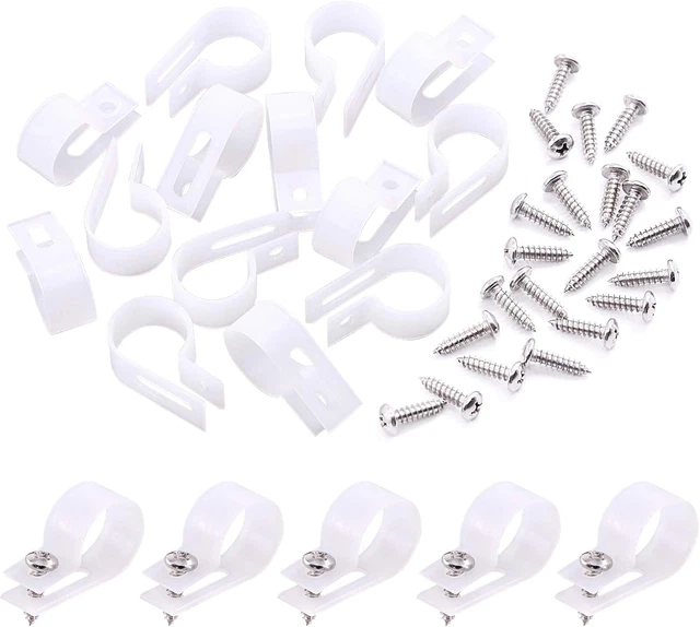 120 PACK BLACK 3/8 Inch Nylon Plastic R-Type Cable Clips Clamp Kit ...