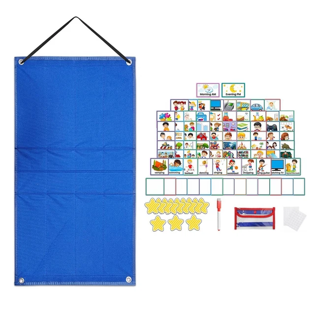 VISUAL SCHEDULE FOR Kids Daily Schedule Pocket Chart for Preschool ...