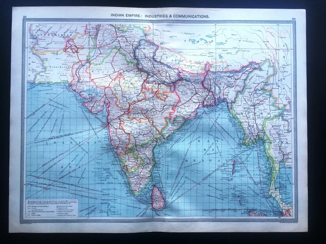 ANTIQUE MAP OF India Communications Rajputana Bombay 1903 £14.00 ...